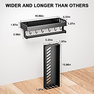Shengsite Shower Caddy Shelf, Wall Mounted Shower Organizer with Towel Bar and Hooks, Drill Free Aluminum Alloy Caddy Rack for Bathroom, Kitchen, Bedroom, Over Toilet - Set of 2