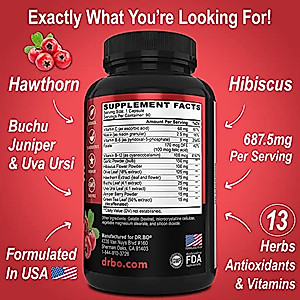 DR. BO Blood BP Support Supplement - Healthy Herbal Garlic & Natural Hibiscus Supplement Health Herbs Vitamin Formula - Hawthorn Pills Heart Vitamins Blend Flow Supplements Capsules for Women & Men