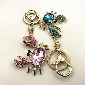 SEADEAR Diamond Crab Car Keychain Crab Keychain Crab Car Keychain Pendant Handbag Wallet Backpack Charm for Women Girls
