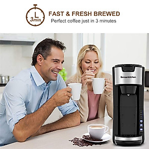 Singles Serve Coffee Makers For K Cup Pod & Coffee Ground, Mini 2 In 1 Coffee Maker Machines 30 Oz Reservoir Brew Strength Control Small Coffee Brewer Machine for office Home Kitchen- Black