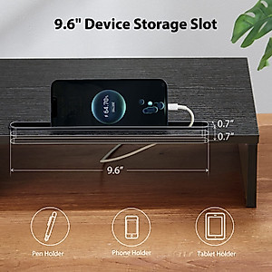 LORYERGO Dual Monitor Stand - Monitor Stand Riser, Adjustable Computer Stand w/Slot for Tablet & Cellphone，Computer Riser w/Big Storage, Dual Monitor Riser for PC, Computer, Laptop, Printer