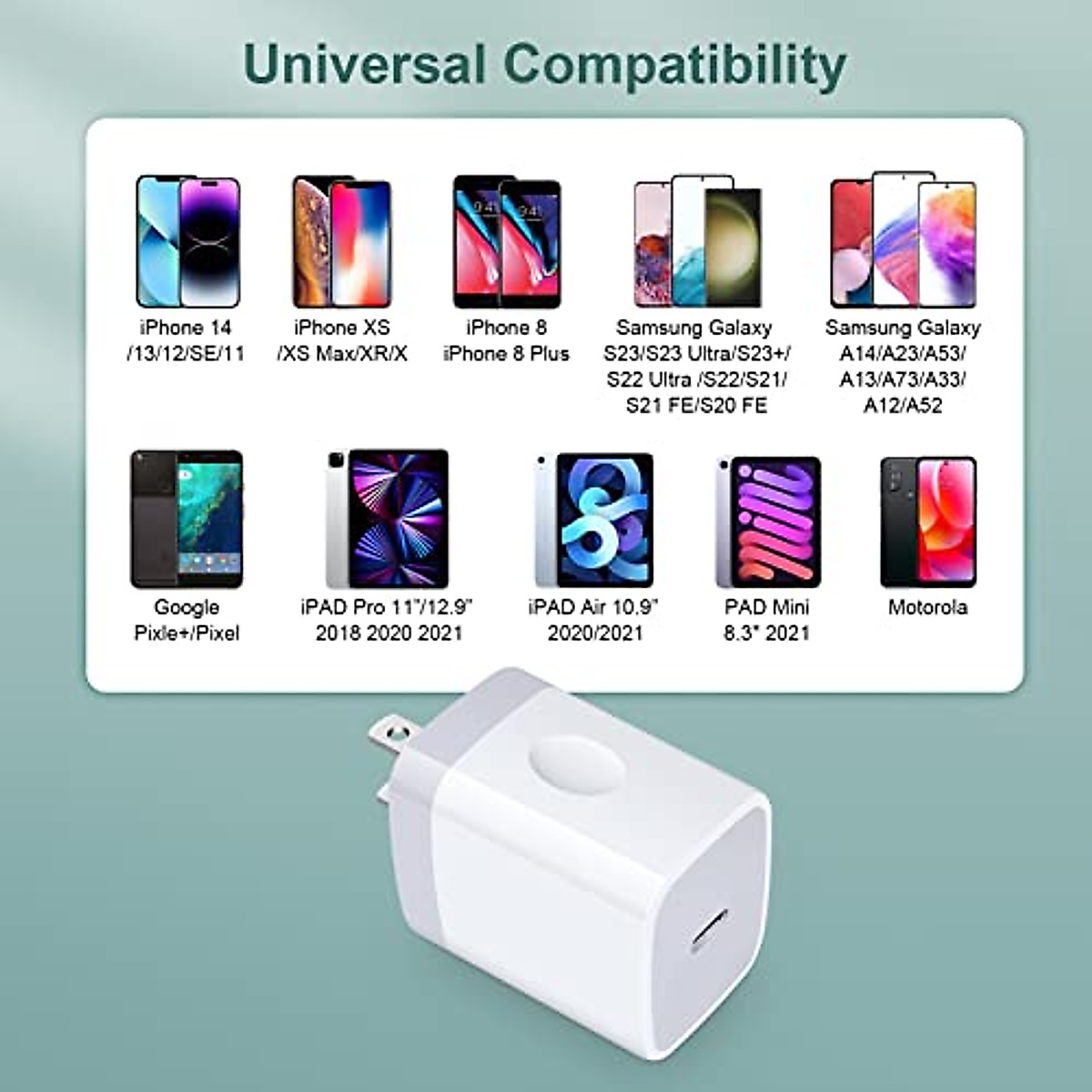 20W Super Fast Charger Type C Wall Plug Adapter Quick Charging Block Compatible Samsung Galaxy A14 5G/A54/A13/A23/A53/A03s/A34/S23/S22/S21FE/Z Fold,iPhone,PD 3.0 USB C Wall Charger Box for Pixel 7 Pro