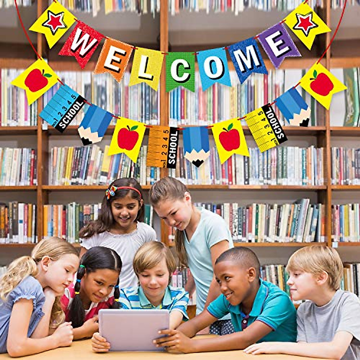 Welcome Banner for Party Supplies First Day of School Banner School Theme Party Decorations for Students and Teachers