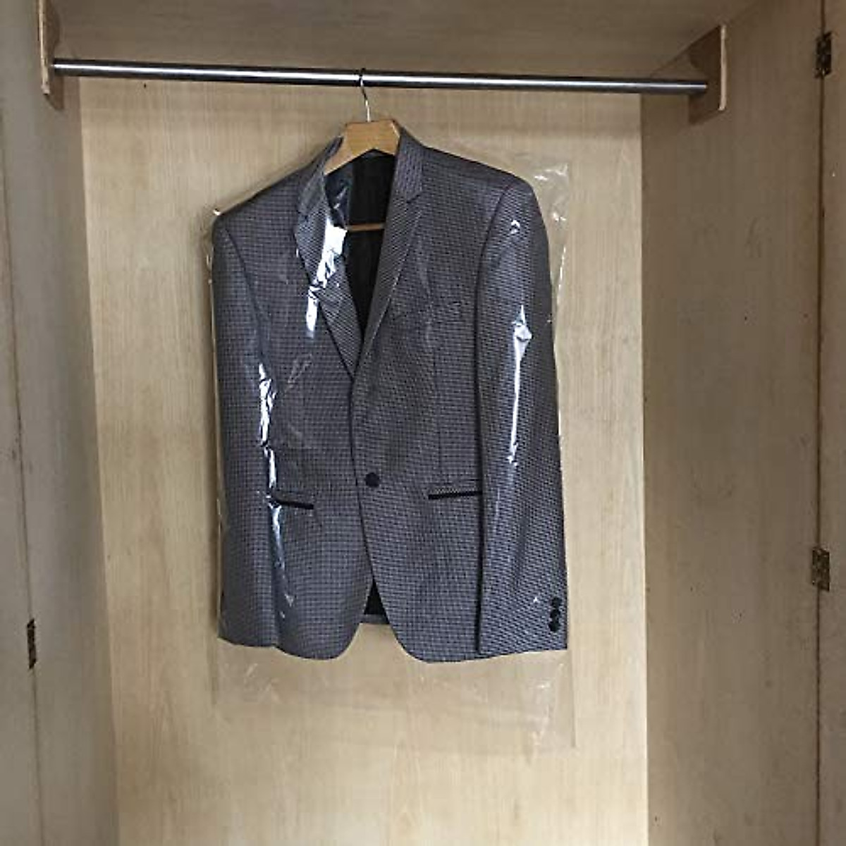 ANHIOK 30 PCS Dry Cleaner Bags Plastic Clear 35.4 Inches Can be Hung Transparent Clothes Dust Cover