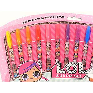 L.O.L Surprise Dolls Gel Pens on Card, Assorted Colors Glitter Pen Writing Tool Collectible, Stocking Stuffers, Party Favors, Goodie Items & Gift for Kids, Girls School & Office Supplies (14 Pcs Set)