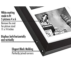 Americanflat 7 Pack Gallery Wall Set | Displays One 11x14, Two 8x10, and Four 5x7 inch photos. Shatter-Resistant Glass. & 11x14 Collage Picture Frame in Black with Five 4x6 Picture Displays