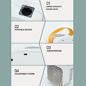 Portable Air Conditioner, 3-In-1 Personal Mute Air Cooler Mini Evaporative Fan, 7 Colors Light, 3 Spray Modes Desk Cooling Fan for Office Bedroom Kitchen Camping Car (White)