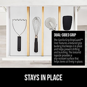 Gorilla Grip Slip Resistant Drawer and Shelf Liner, Non Adhesive Water Resistant, Easy Clean and Trim, Smooth Surface Liners for Kitchen Cabinet, Shelves, Drawers, Pantry, 12 in x 20 FT, White