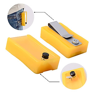 NEWISHTOOL Snap Off Blade Disposal Container Can to Break Utility Knife Blade, Trash Knife Blades Gather by Magnet Safe Storage Bank, Blade Dispenser Yellow Plastic Case with Hanging Clip