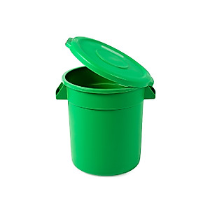 PRO&Family 10 Gallon Trash Can with Lid Round Ingredient Storage Containers Recycling Bin Kitchen Garbage Can Office Garbage Can Trash Barrel Plastic Barrel Yard Waste Bin Outdoor Trashcan (1, Green)
