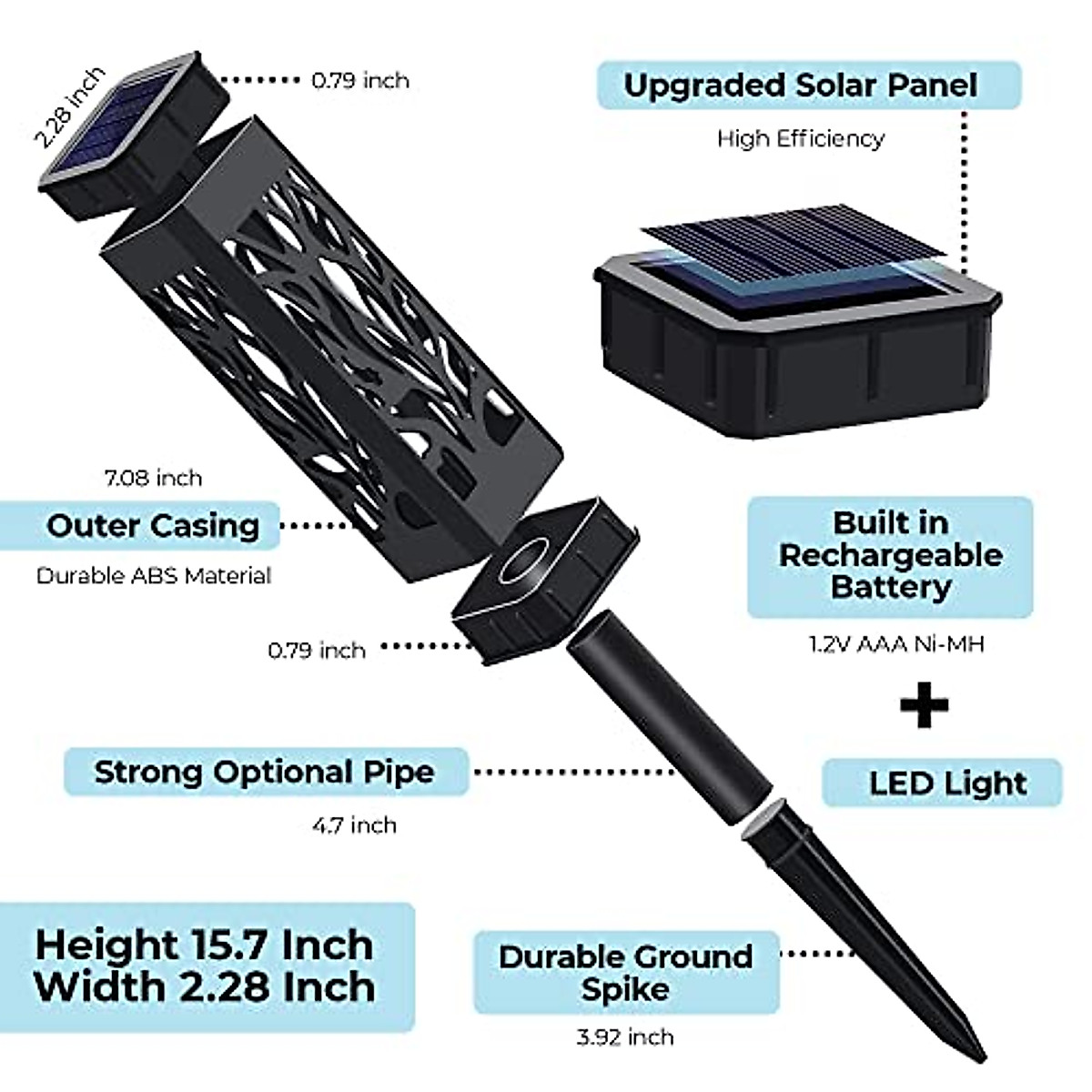 10 Pack Solar Pathway Lights + 2 Pack Hanging Solar Lights Outdoor Waterproof - Waterproof Outdoor Garden Lights Solar Powered - LED Decorative Table Solar Hanging Lanterns Outdoor