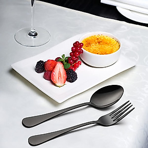 LIANYU Black Salad Forks Set of 12, Stainless Steel Silverware Flatware Forks, Appetizer Dessert Forks for Home Restaurant Wedding Party, Mirror Finish, Dishwasher Safe