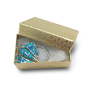 TheDisplayGuys 100-Pack #21 Cotton Filled Cardboard Paper Jewelry Box Gift Case - Gold Foil (2 5/8" x 1 5/8" x 1")