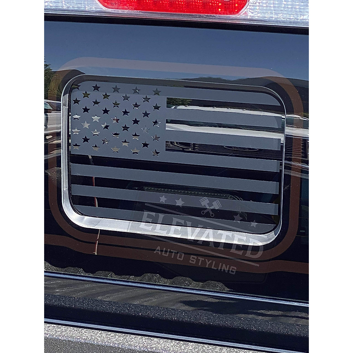 ELEVATED AUTO STYLING - Rear Middle Window American Flag Decal Fits Ford Ranger 2019-2023 (Matte Black)
