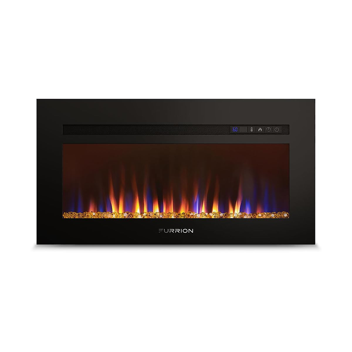 Lippert Components 696011 Built-in Electric Fireplace with Crystal Platform - 40', Black