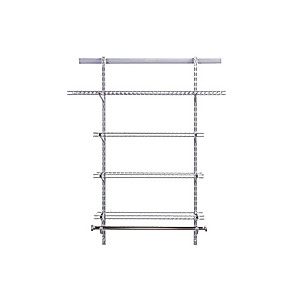 Rubbermaid Configurations Deluxe Custom Closet Kit, 3-6 Ft. Adjustable Metal Wire Shelving, Titanium Finish, Expandable Organization System, Hardware Included, for Home Closet/Pantry/Laundry/Mudroom