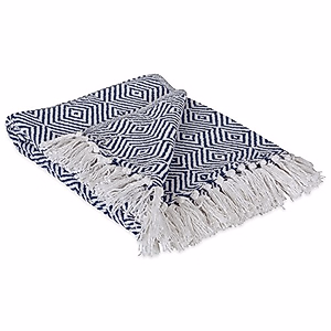 DII Diamond Throw Collection Woven Cotton, 50x60, French Blue