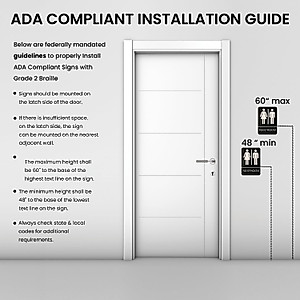 CORKO MANUFACTURING Unisex Braille Restroom Sign - Comes with Graphical Symbols and Double Sided 3M Tape to Secure Perfectly in Less Than a Minute - Size 9 x 6 Inch | Black