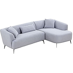 WXBDD L-Shape Sectional Sofa Couch with Chaise,Metal Legs,Light Grey