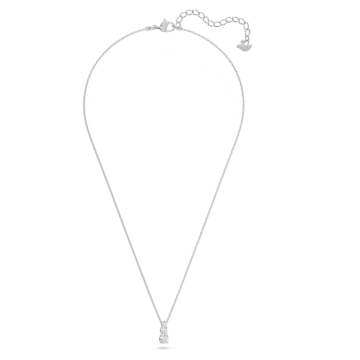 SWAROVSKI Stilla Attract Trilogy Round Pendant Necklace - Women's White Round Crystal Pendant with Rhodium Plated Chain