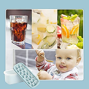 Atopov Ice Cube Trays with lid and Ice Bucket Ice Cube Trays Molds Easy-Release Silicone & Flexible 26-Ice Cube Trays Cocktail Whiskey ice cube tray (Blue)