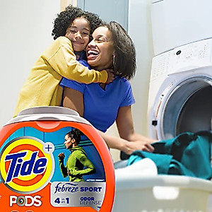 Tide PODS Liquid Laundry Detergent Soap Pacs, 4-n-1 with Febreze, HE Compatible, 85 Count, Fights even week old Odors, Sport Odor Defense