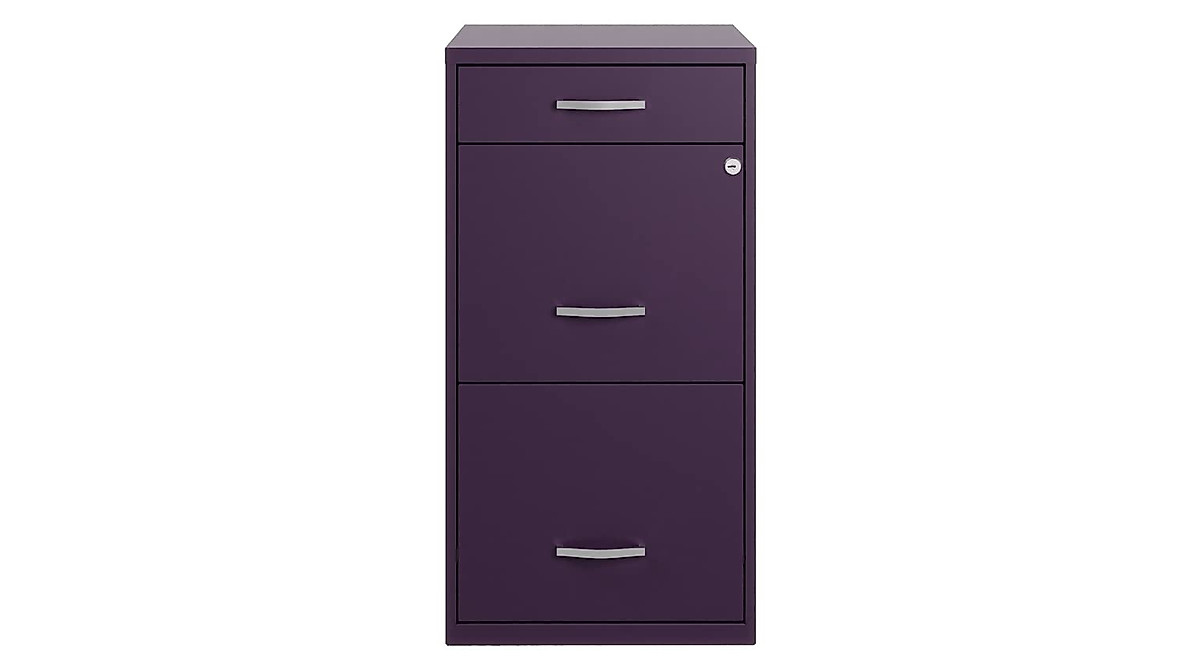 Hirsh Industries 18" D 3-Drawer Metal File Cabinet in Midnight Purple