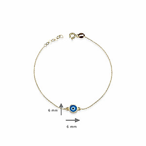 jewelryist 14k Solid Gold Protection Bracelet with Adjustable Chain - Size 7"