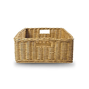 The Basket Lady Under The Bed/Basic Wicker Storage Basket, Extra Large, 25 in L x 19.5 in W x 8 in H, Sandstone