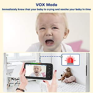 Maxi Cosi Baby Monitor with Camera and Audio,5''Screen Video Baby Monitor,30 Hour Battery,No WiFi,Night Vision,2 Way Talk, Temperature Monitoring,Lullabies,1000ft Range,VOX Mode,Gifts for Parents Kids