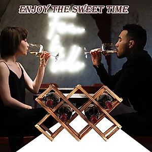 ZLMC 10 Bottles Capacity Foldable Wine Rack,Home Storage Wine Rack, Countertop Wine Racks, Suitable for Families, Bars, Hotels,Wine cellars, Wine Storage cabinets,Restaurants