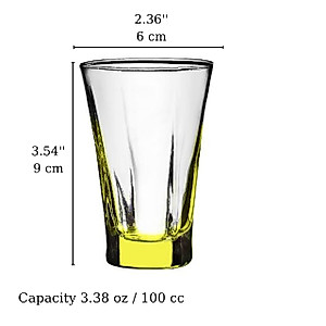 DESTALYA Shot Glasses 3.38 fl oz, Clear Heavy Base Shot Glass Set of 6, Shot Glass for Tequila Whiskey Liqueurs Vodka and Espresso, Small Shot Glass Set for Wedding Party (Berkay Glass Set)