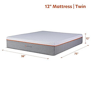 Craft & Trade 12-Inch Artistry Collection Hybrid Mattress, Bed-in-a-Box, CopperGel Cooling, Supportive Steel Coils, CertiPUR-US Certified, Twin, 100 Night Trial
