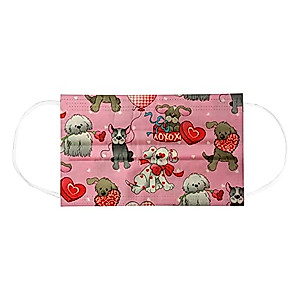 POTTOA Puppy Disposable_Face_Masks_for Adult, Dog Paw Print 3 Ply Protection Cover Women Men Breathable for Working Party Holiday (Dog #009, 50 PC)