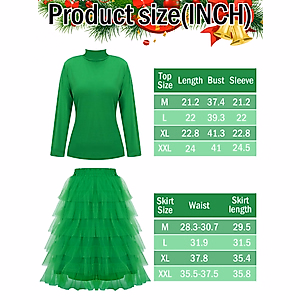 Xtinmee 25 Pcs Christmas Tree Costume Set for Women Festive Party Dress Christmas Tree Adult Outfit for Xmas Party Costumes (X-Large)