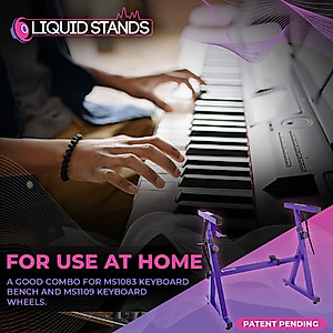 Liquid Stands Piano Keyboard Stand - Z Style Adjustable and Portable Heavy Duty Music Stand for Kids and Adults -Fits 54-88 Key Electric Pianos - Sturdy Musical Keyboard Stand (Purple)