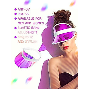 Geyoga 6 Pcs Pink Clear Sun Visor Hats Plastic Sun Visor UV Protection Golf Cap Unisex PVC Transparent Visor Cap for Women Men