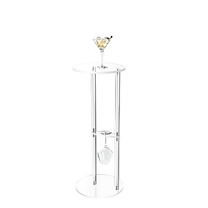 Aquiver Clear Small Acrylic Drink Table - Minimalist Martini Table with Goblet Holder - Small Round Side Table for Living Room, Bedroom, Balcony - 9'' L x 9'' W x 23'' H