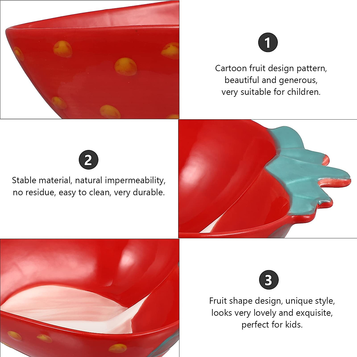 BESPORTBLE Mixing Bowls Ceramic Bowls Fruit Bowl Decorative Strawberry Shaped Bowl Serving Dish Bowl Appetizer Dessert Candy Bowl Baking Bowl for Pasta Salad Cereal Soup Glass Cereal Bowls