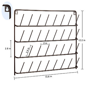 Thread Rack 32 Spools Wall Mounted Metal Sewing Thread Holder Thread Organizer with Hanging Tools for Large Thread Home Sewing Embroidery 2 Pack