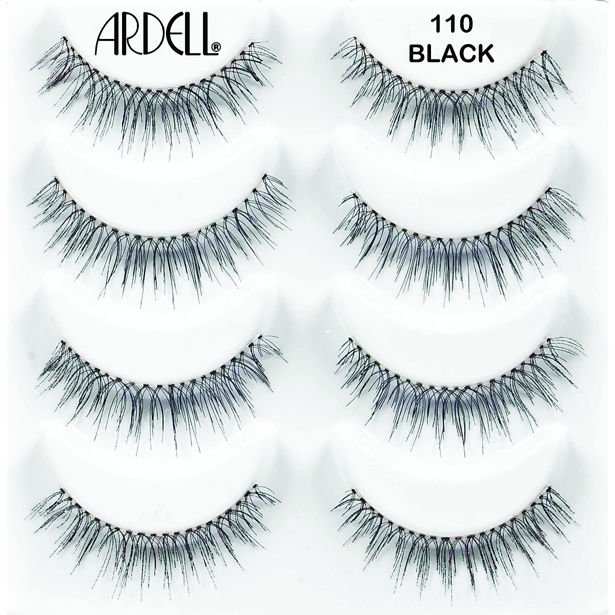 Ardell Natural False Eyelashes Multipack 110 Black - Comfortable Strip Lashes for Everyday Wear, 4 Pairs x 1 Pack