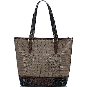 BRAHMIN Tri-texture Collection Asher Tote Brown Handbag