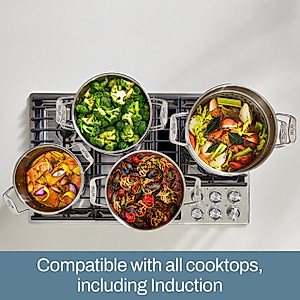 All-Clad Simply Strain Stainless Steel Multipot with Straining Lid, 6-Quart, Induction, Oven Broiler Safe 600F, Strainer, Pasta Strainer with Handle, Steamer Pot, Cookware, Home, Pots and Pans, Silver