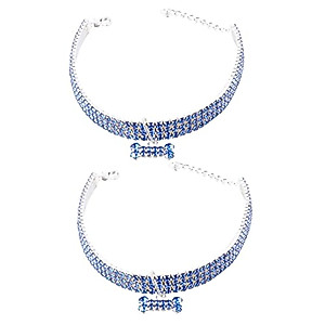 POPETPOP 2pcs Dog Collar for Puppies Dog Chain Collars Girl Jewelry Cat Collars for Girl Cats Cat Chain Collar Girl Puppy Collars Accessories Rhinestones Blue Leash Rhinestone Choker