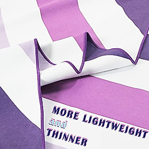 Whale Flotilla Large Quick Dry Beach Towel (30"x60"), Microfiber Sand Free Beach Towels for Kids and Adults, Super Absorbent Compact Pool Travel Towel, Purple