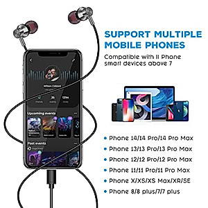 Earphones Wired in Ear Headphones Earbuds for iPhone 14/14 Pro Max /13/13 Pro Max/ 12/12 Mini 11 Pro/11 Pro Max Headphones