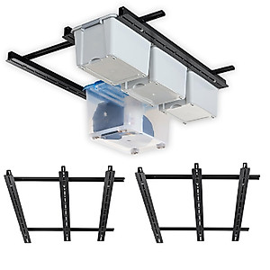 Wallmaster Garage Overhead Storage Rack, Ceiling Bin Organization System With Adjustable Rails, Heavy Duty Metal Overhead Bin Rack Holds Up to 10 Tote Bins