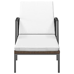 Natulvd 2 Pcs Outdoor Patio Chaise Lounge with Table and Cushion for Porch Garden, Sun Lounger with Armrests & 4 Positions for Balcony Beach Yard - Brown