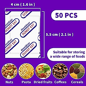 Individually Wrapped - Midukit Oxygen Absorbers for Food Storage 500cc, 50 Packs, Food Grade Packs for Long Term Food Storage, Mason Jars, Mylar Bags, Canning, Dehydrated, Preserved Foods