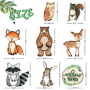 Woodland Baby Shower Yard Sign Set of 8 Gender Neutral Forest Welcome Baby Yard Signs with Stakes for Jungle Animal Indoor Outdoor Lawn Birthday Party Decorations
